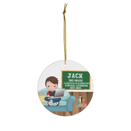 Personalized School Year Grade Ornament, Boy Virtual Homeschooling ...