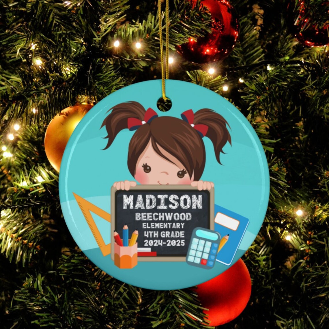 Personalized School Ornament, Girl Virtual Homeschooling Christmas ...