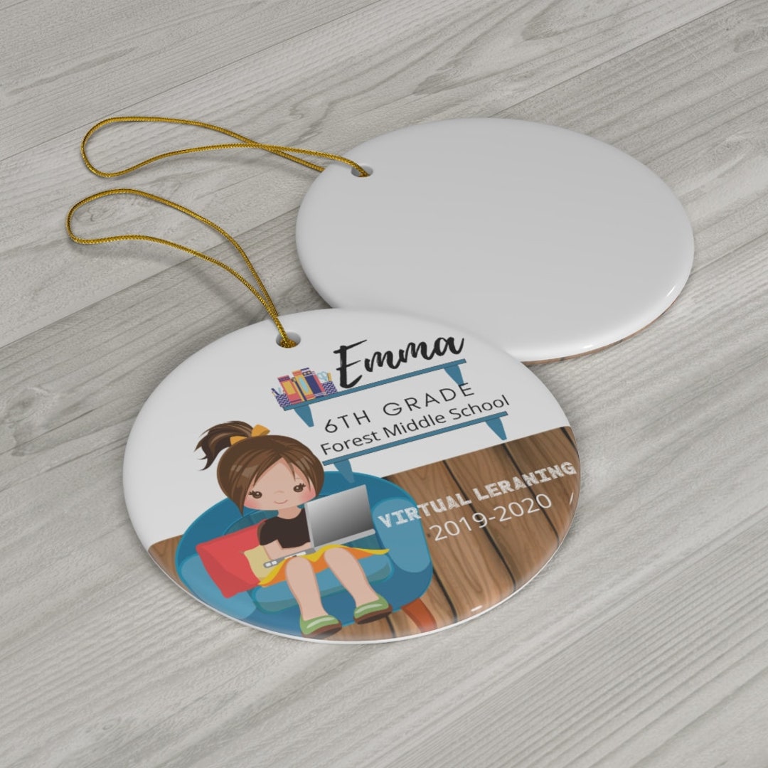 Personalized School Year Grade Ornament, Girl Virtual Homeschooling ...