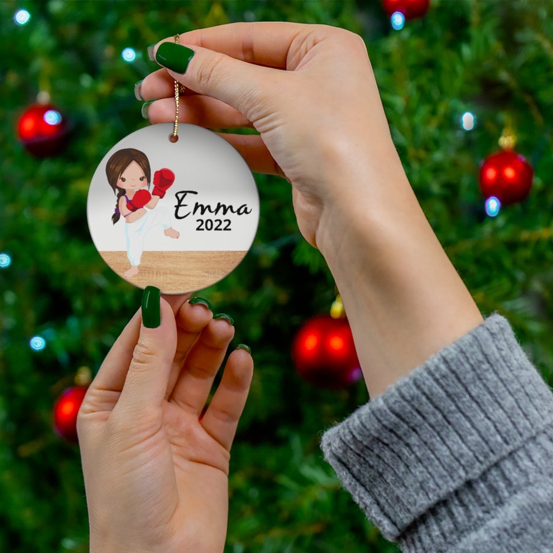 Girl Kickboxer Custom Personalized Christmas Ornament, Keepsake ...