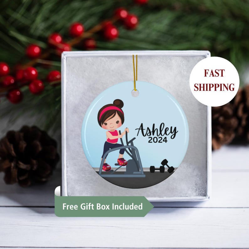 Personalized Gym Ornament, Girls Fitness Gifts, Custom Workout Ornament ...