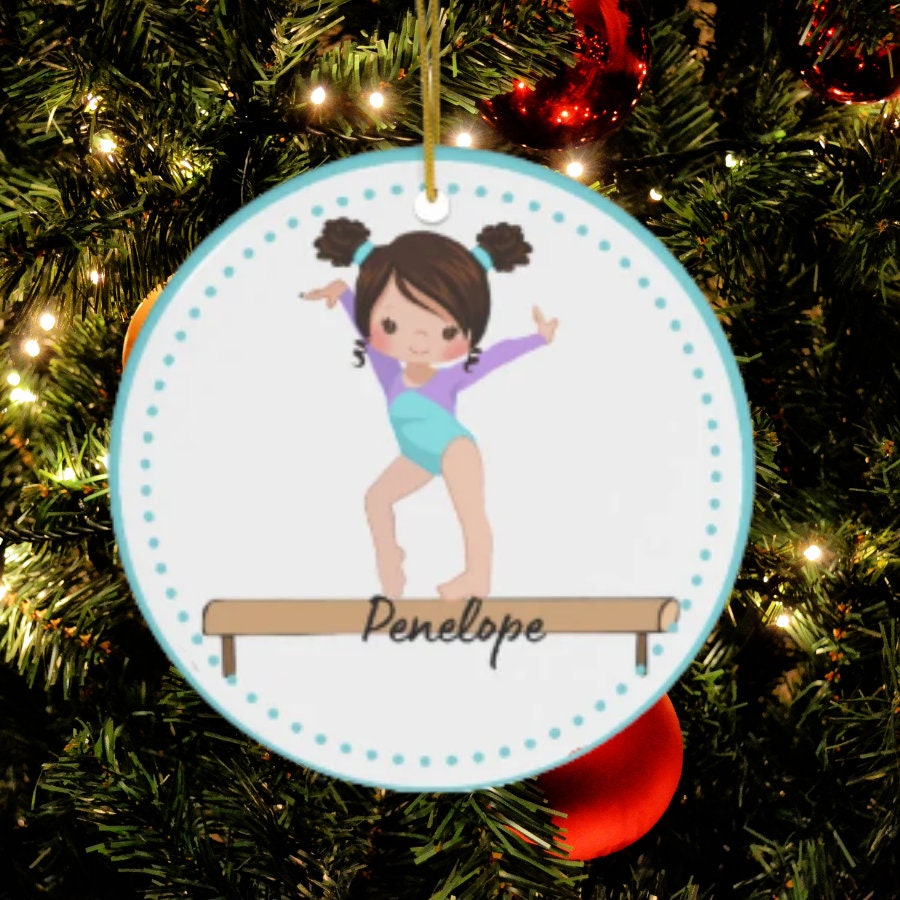 Girls Gymnastics Christmas Ornament, Personalized Gymnast Ornament ...