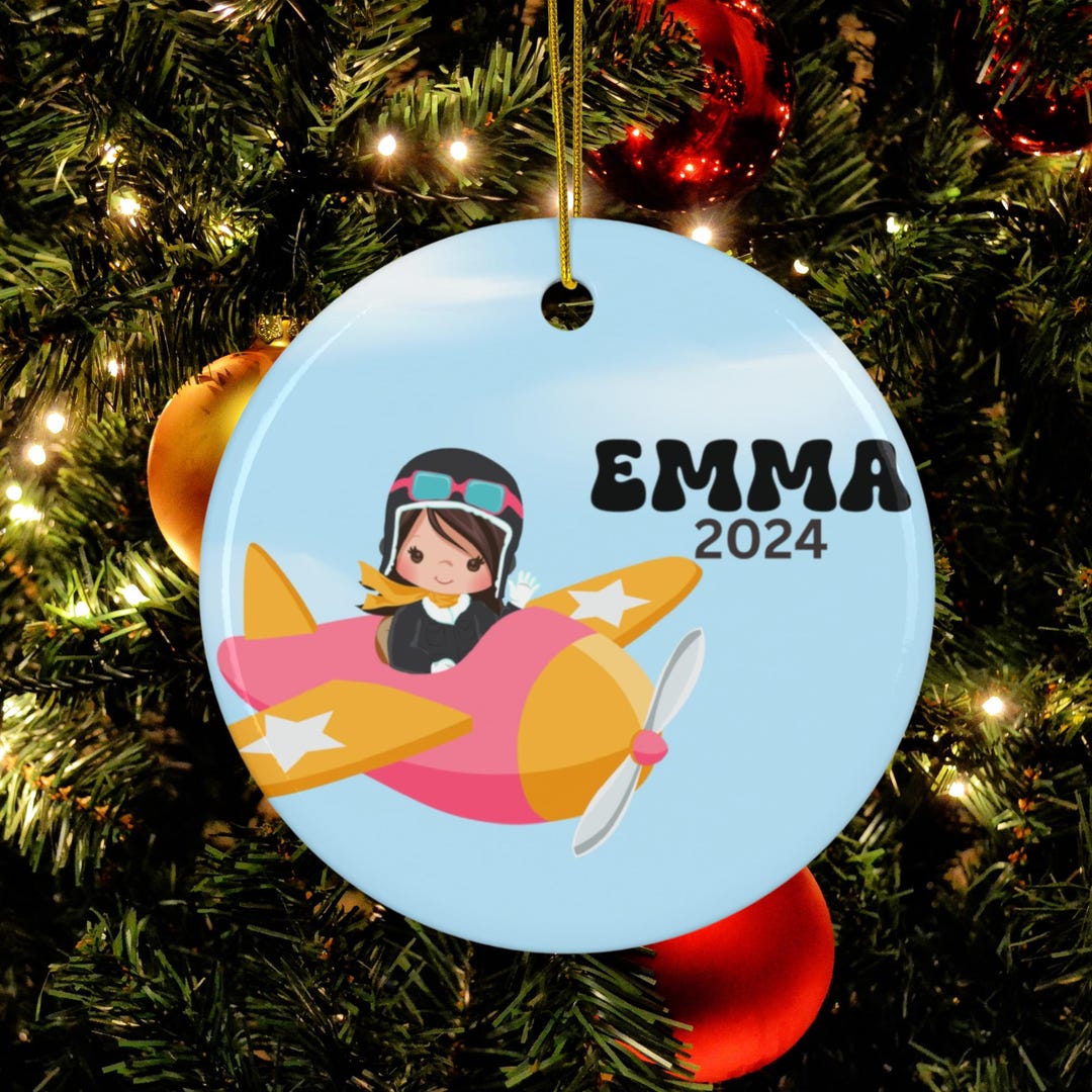 Personalized Girls Pilot Ornament, Pilot Graduation Gift, Custom Plane ...
