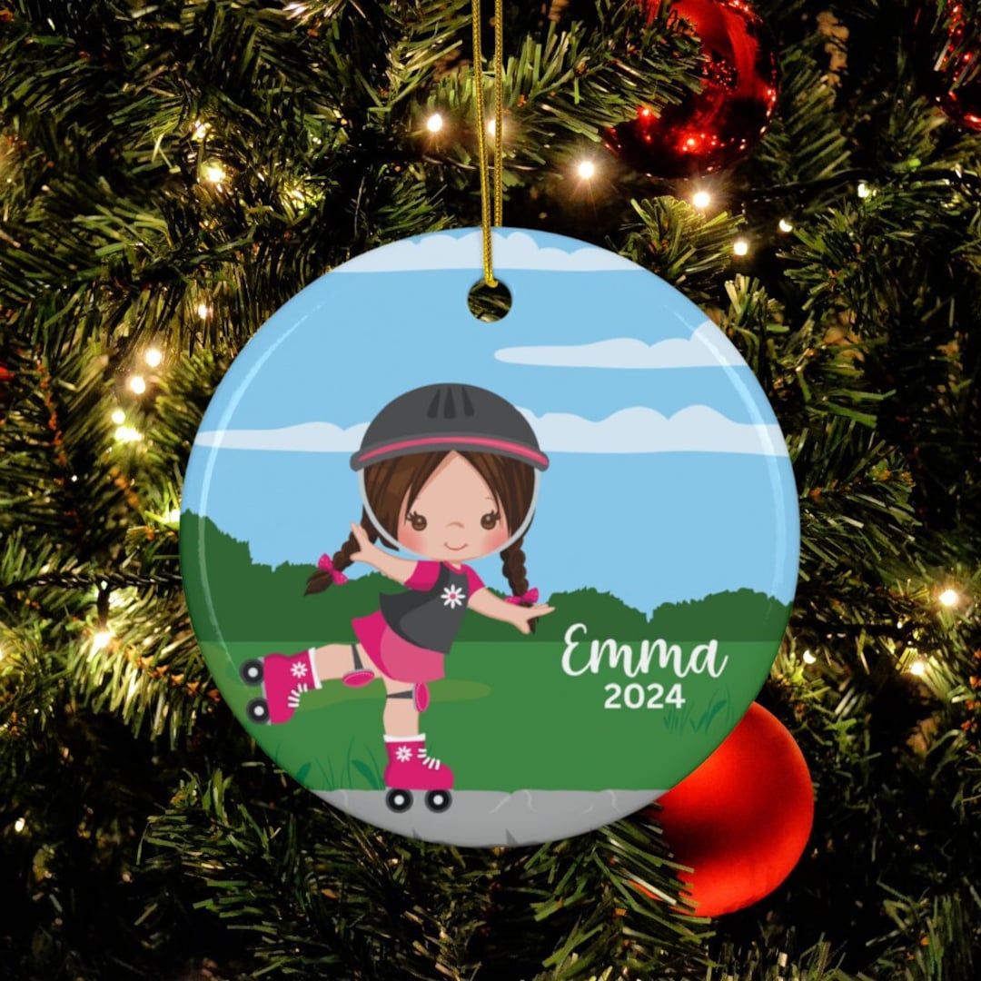 Personalized Girls Roller Skating Ornament, Custom Skater Gift, Roller ...