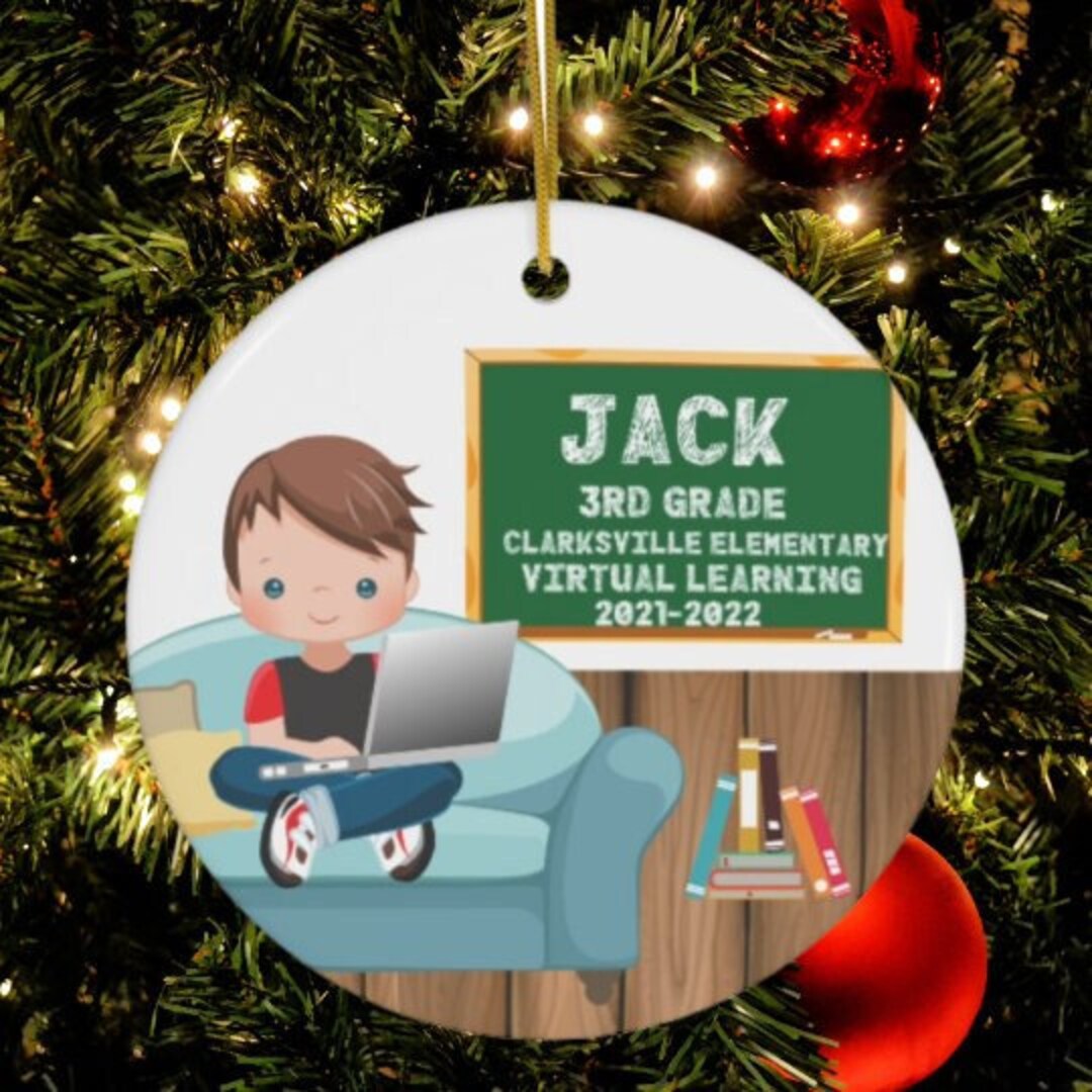 Personalized School Year Grade Ornament, Boy Virtual Homeschooling ...