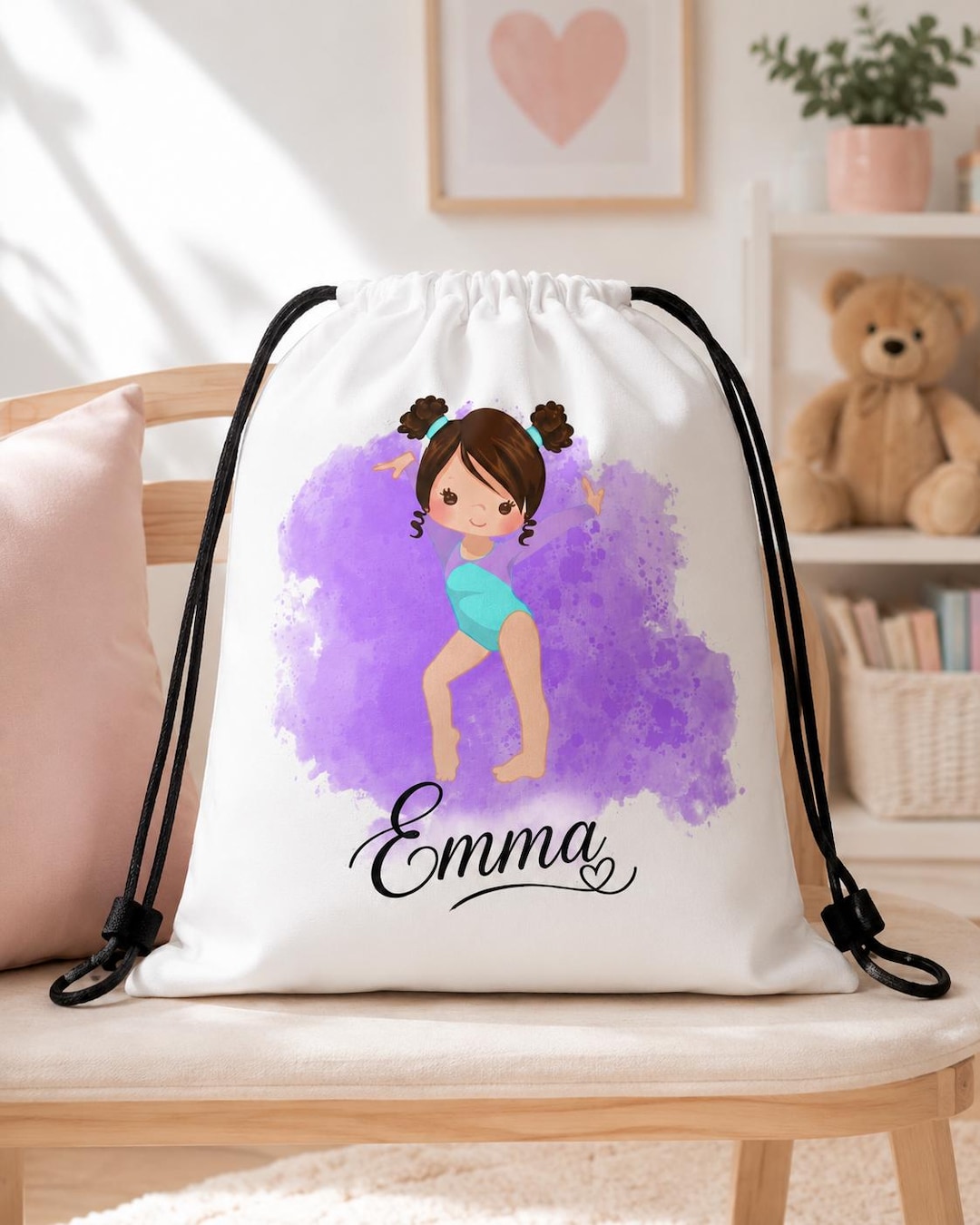 Personalized Gymnastics Drawstring Bag, Custom Gymnast Backpack, Girls ...