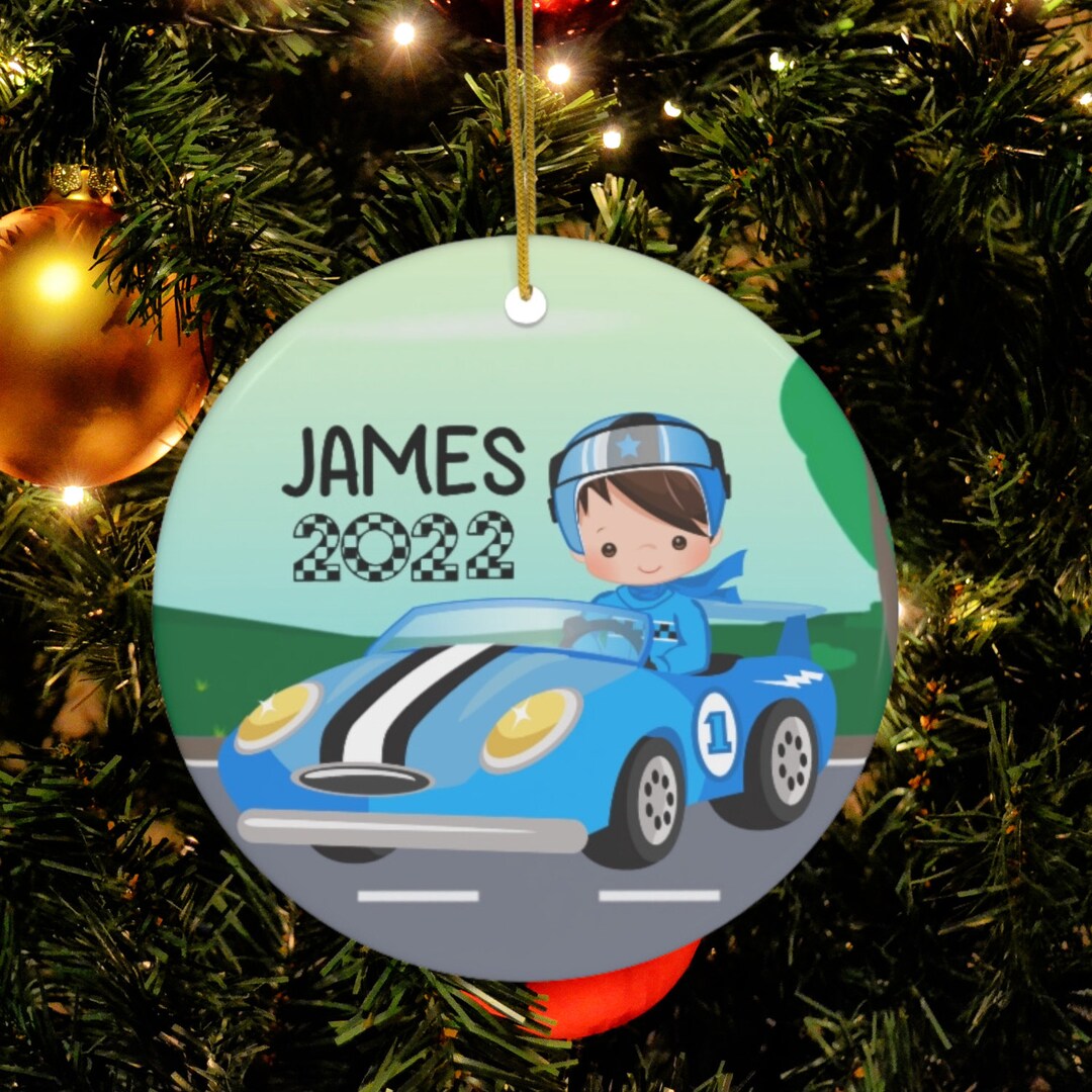 Race Car Christmas Ornament, Personalized Gift, Gift for Boy, Race Car ...