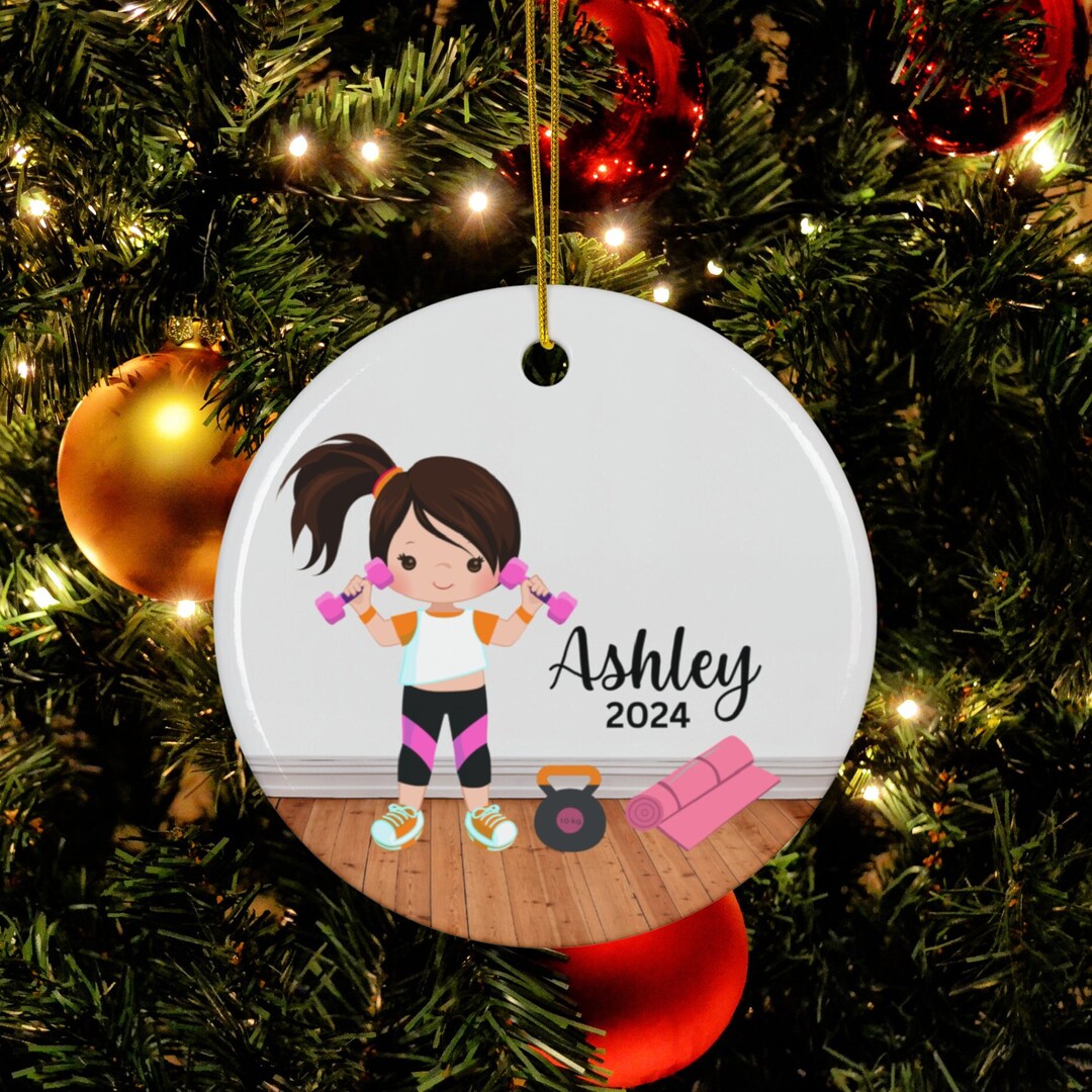 Personalized Gym Ornament, Girls Fitness Gifts, Custom Workout Ornament ...