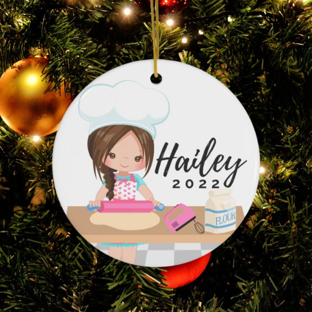 Custom Baker Ornament, Girls Baking Ornament, Cooking Ceramic Ornament ...