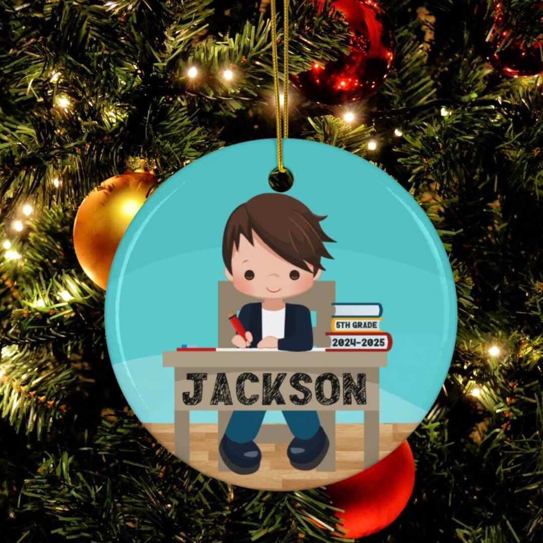 Personalized School Year Grade Ornament, Boy Virtual Homeschooling ...