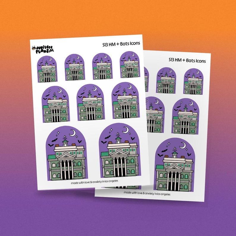 Haunted Mansion + Bats Icon Sticker Sheet for Planners, Scrapbooks - Etsy