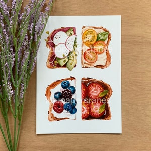 Toast Art Print Wall Art Watercolor Food Print Aesthetic - Etsy