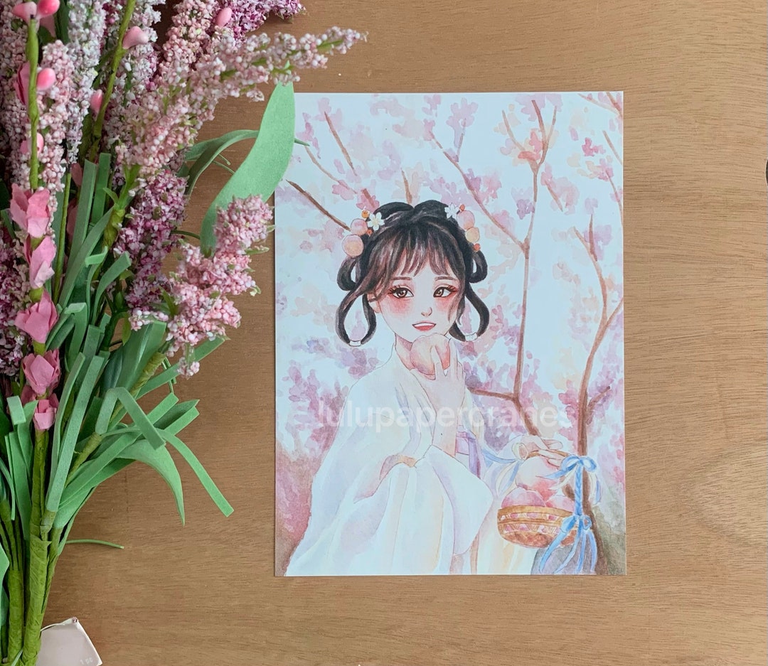 Pink Hanfu Wall Art Wall Decor Painting Chinese Art - Etsy