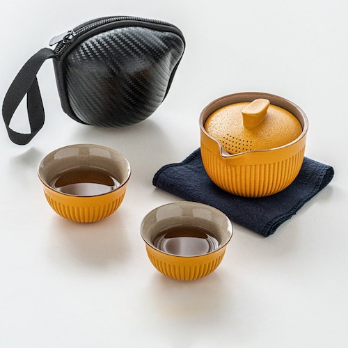 Portable Ceramic Travel Tea Set With Teapot 3 Cups and - Etsy