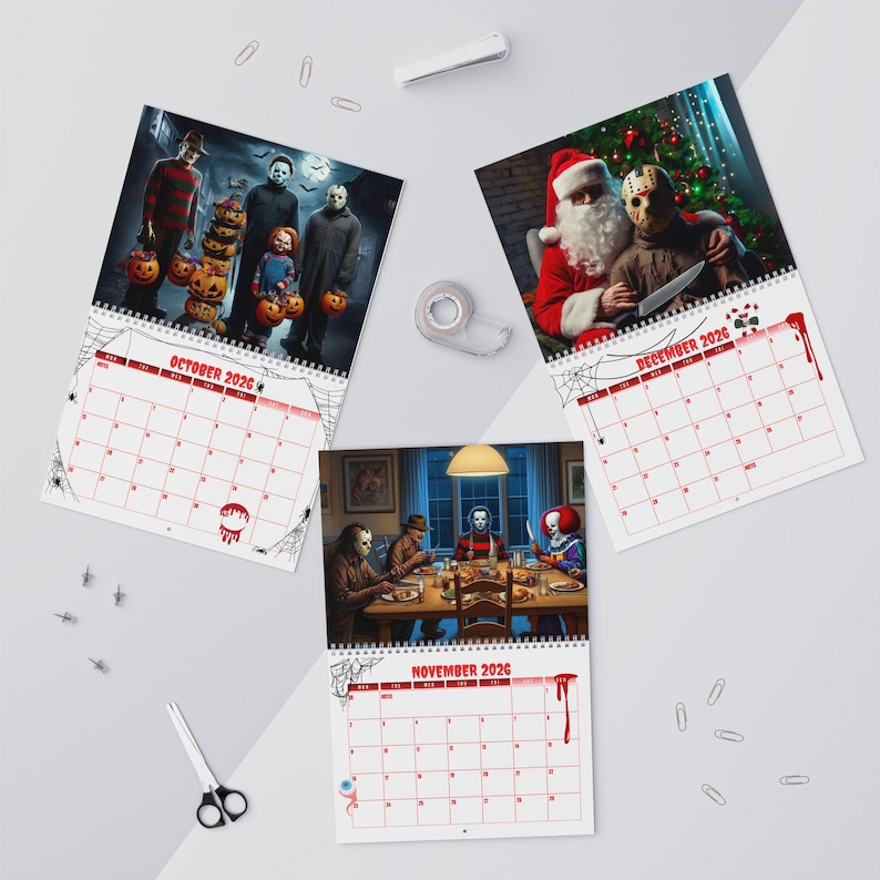 2026 Horror Icons Wall Calendar - A Year of Terror Awaits, Scary Iconic ...