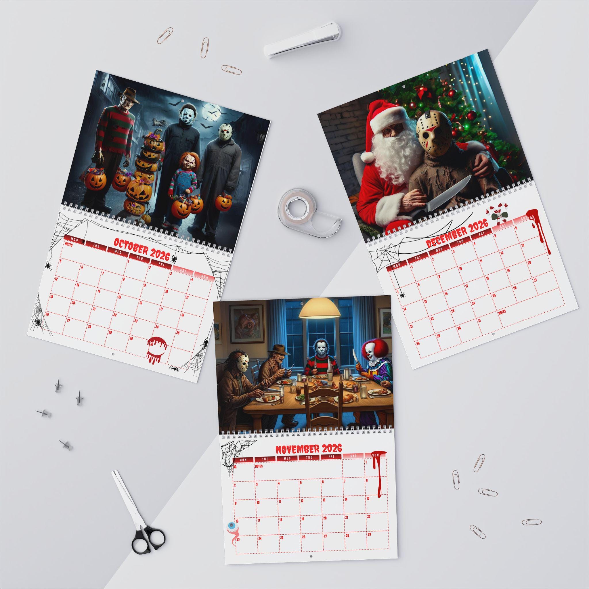 2026 Horror Icons Wall Calendar - A Year of Terror Awaits, Scary Iconic ...
