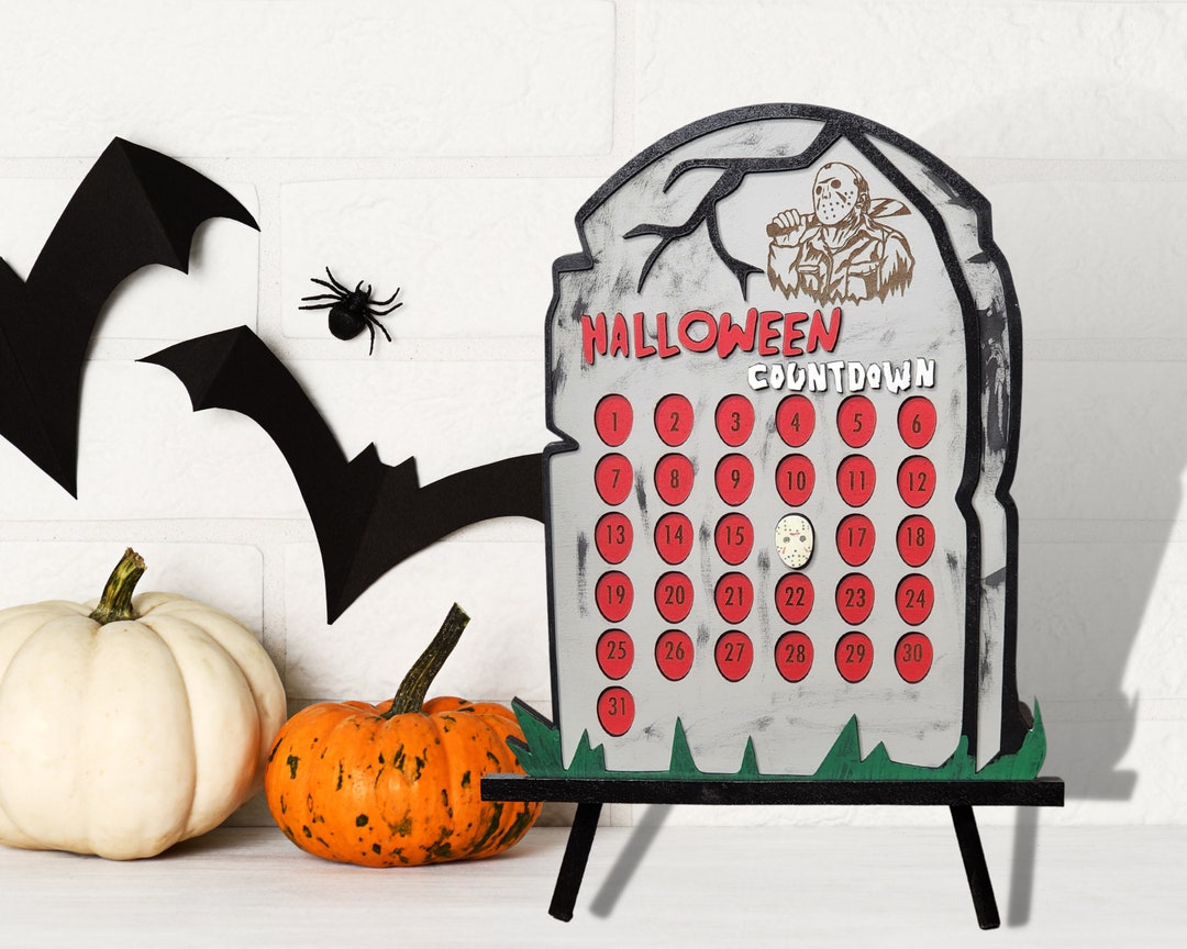 Jason Voorhees Halloween Countdown Calendar: Tombstone Horror Decor - Etsy