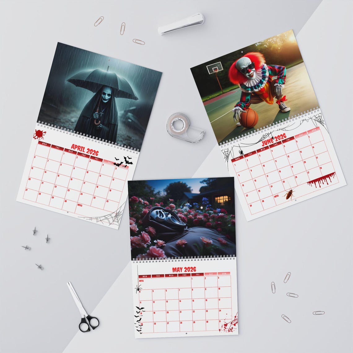 2026 Horror Icons Wall Calendar - A Year of Terror Awaits, Scary Iconic ...