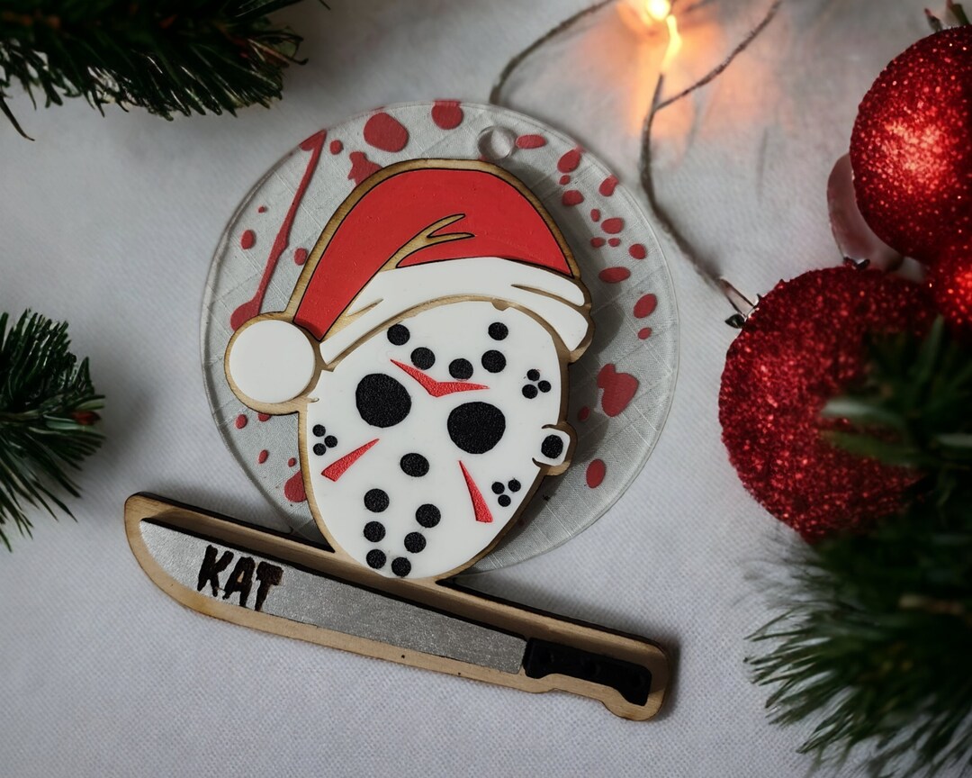 Jason Voorhees Christmas Ornament, Wood and Acrylic 2d Layered, Custom ...