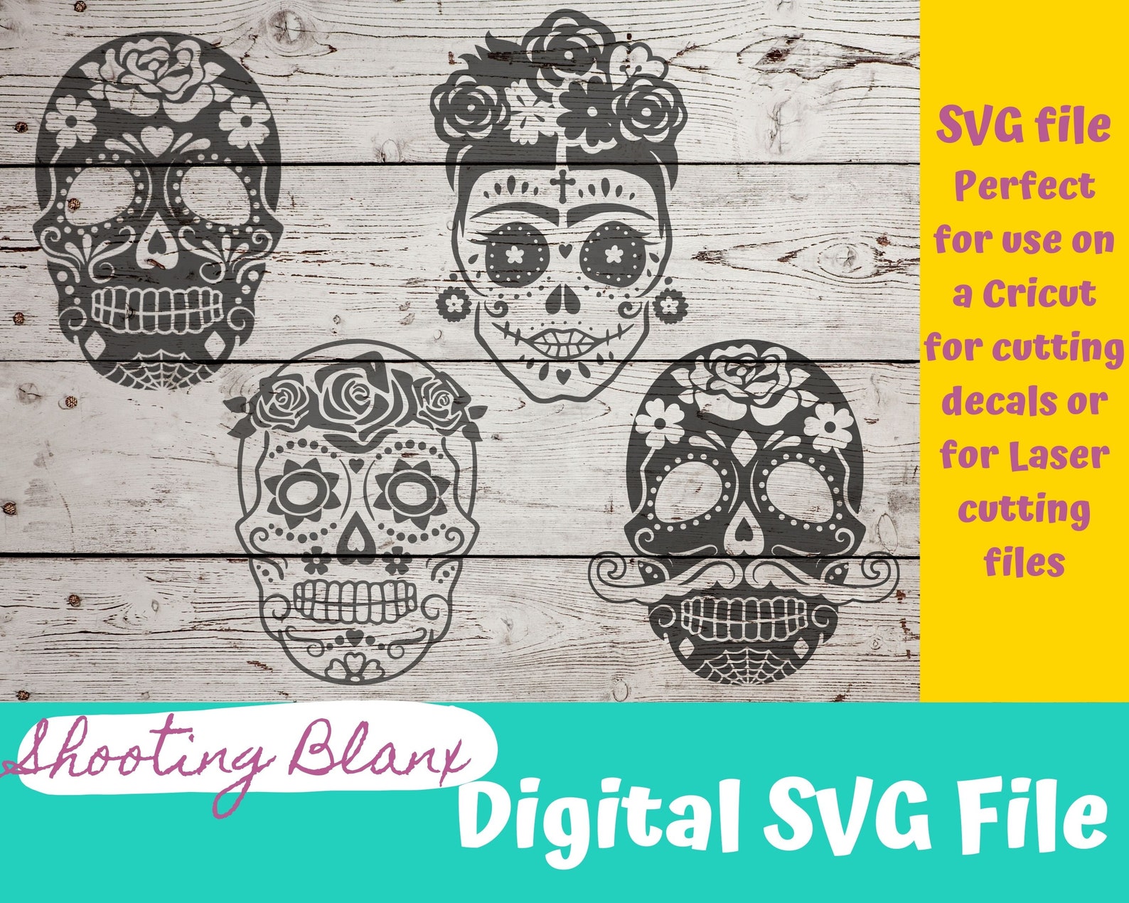 Sugar Skull Bundle SVG File - Etsy