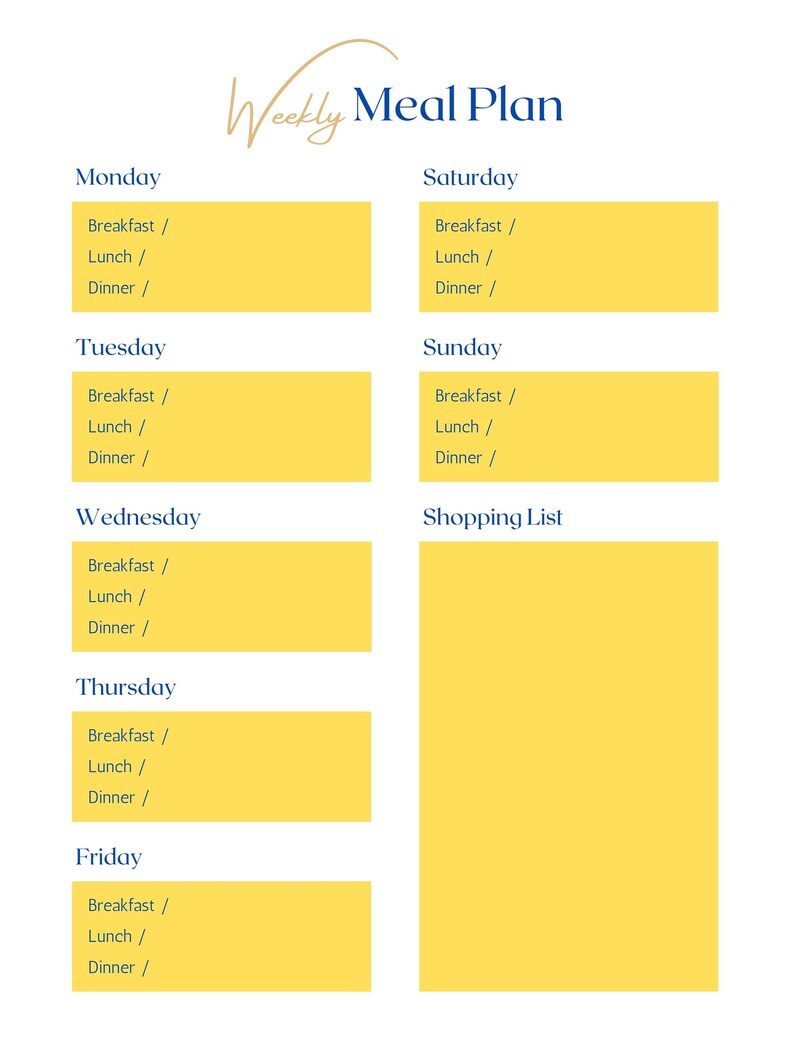 Weekly Meal Planner, 8.5"x11", Food Planner, Planners, Weekly Tracker ...