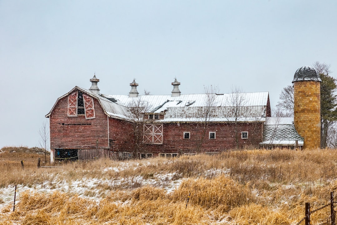 Rustic Barn in the Snow Michigan Old Red Barn Winter Barn Scene Snow ...