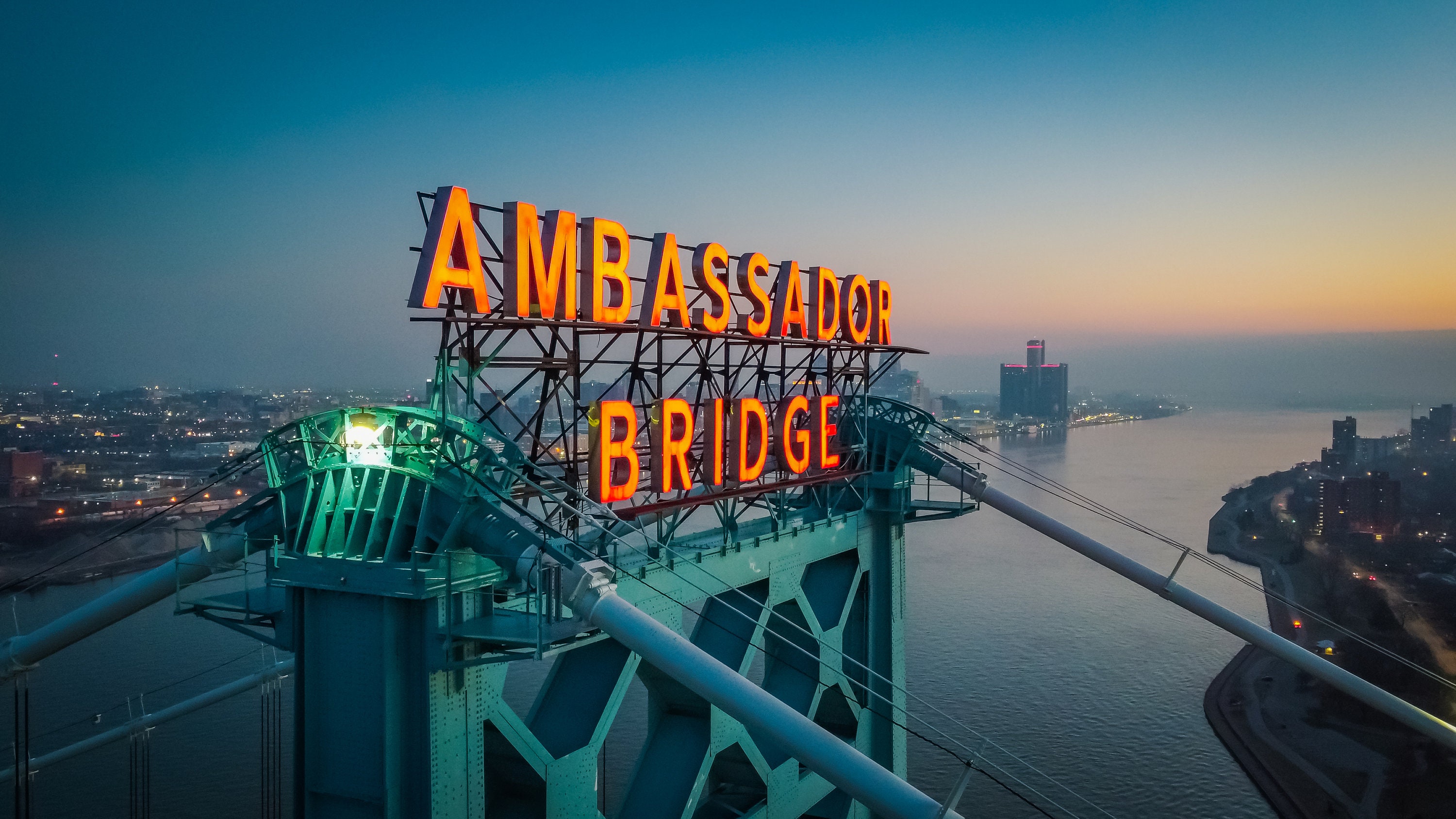 Ambassador Bridge Detroit Wall Art, Michigan Skyline Print ...
