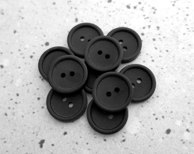 Little Black Buttons, 15mm 5/8 Inch - Satin Matte Black 2-hole Sew ...