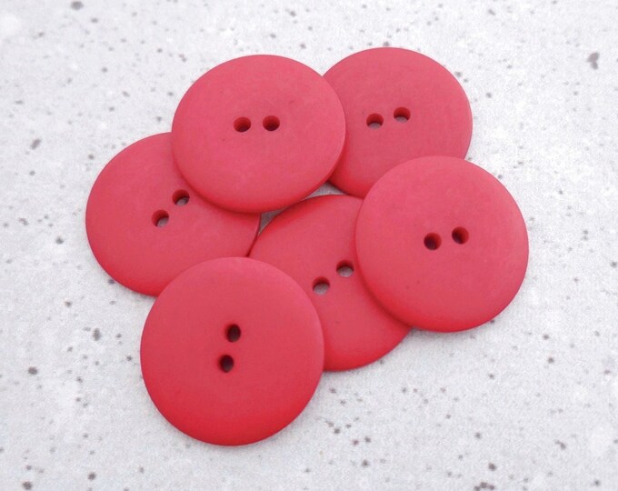 Calico Red Buttons, 25mm 1 Inch - Modern Matte Valentino Red Sewing ...