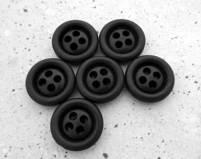 Charcoal Black Buttons, 22mm 7/8 Inch - 8 VTG NOS Black Chunky Buttons ...