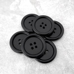 Classic Black Buttons, 26mm 1 Inch - Glossy 4-hole Sew-through ...