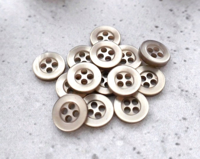 Light Brown Buttons, 11mm .43 Inch - Small Soft Linen Beige 4-hole ...