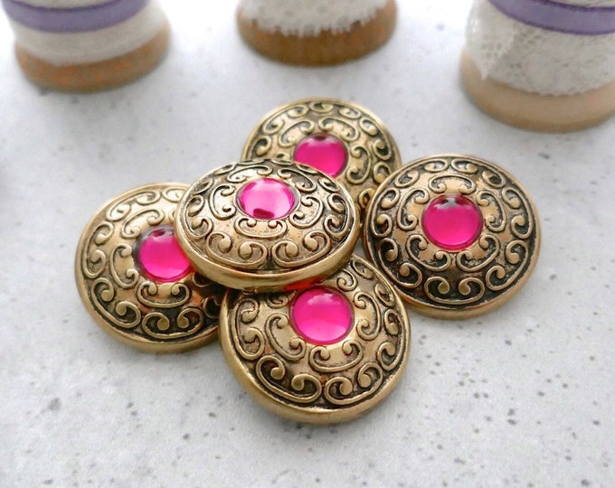 Metallic Gold Buttons, 30mm 1.18 Inch - Carved Dome Shaped Shanks W ...