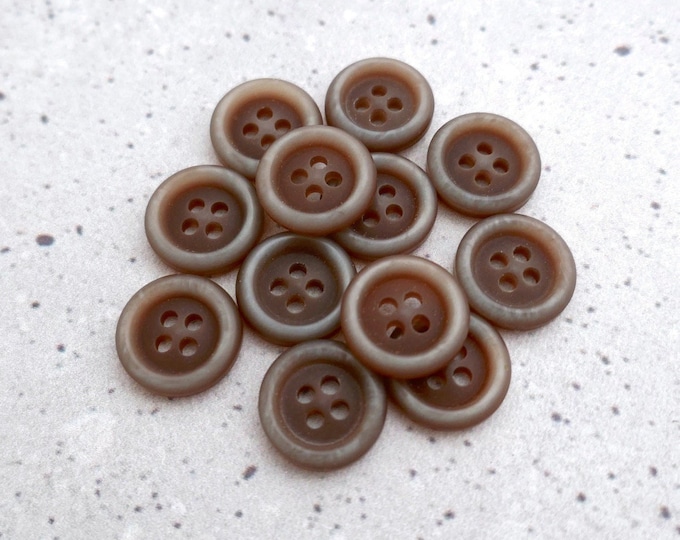 Light Brown Buttons, 11mm .43 Inch Small Soft Linen Beige 4-hole ...