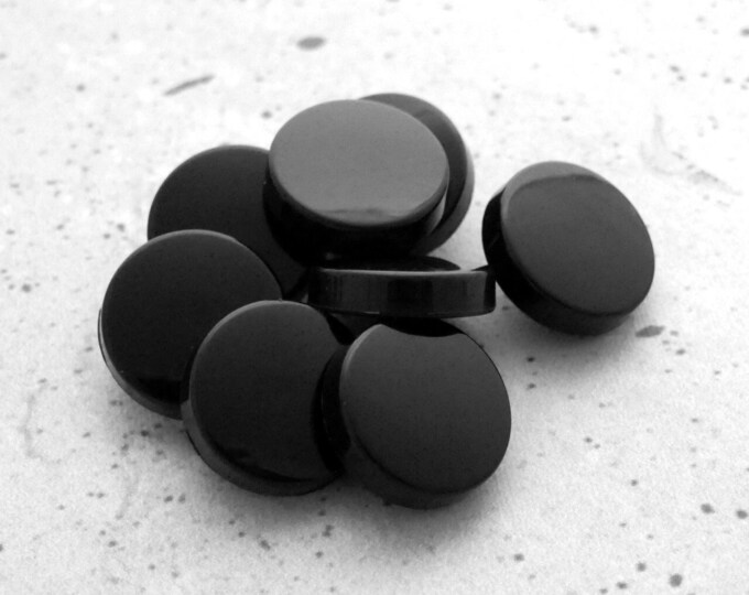 Glossy Black Buttons, 30mm 1.18 Inch Thick Boxy Lacquered Smooth Top ...