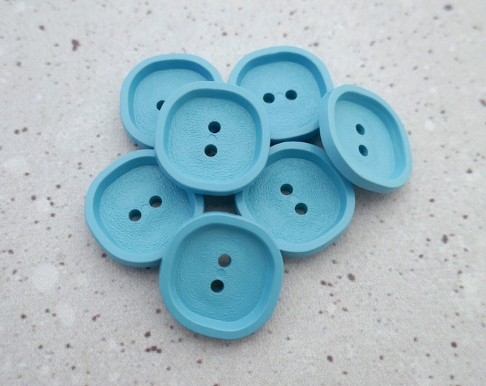 Saturated Blue Buttons, 25mm 1 Inch Satin Matte Teal Blue 4-hole Sewing ...