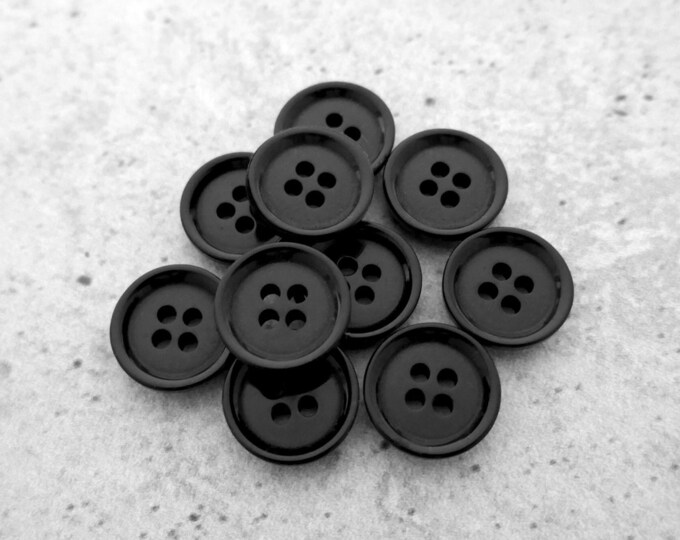 Curved Black Sew-throughs - CHOOSE 28mm 1-1/8", 34mm 1-3/8 in - Glossy ...