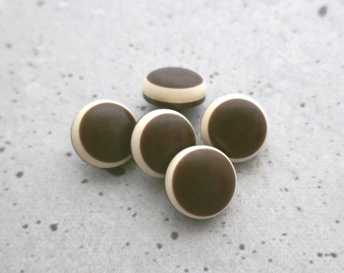 RESERVED Brown Eye Buttons, 15mm 5/8" - Retro Mod Brown on White Shank ...