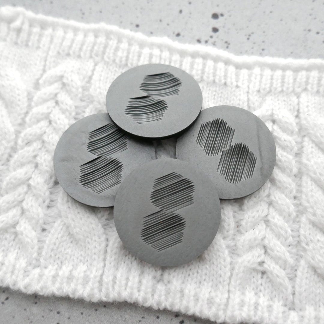 Etched Gray Buttons, 34mm 1-3/8 Inch - Large Low Profile Modern Grey ...