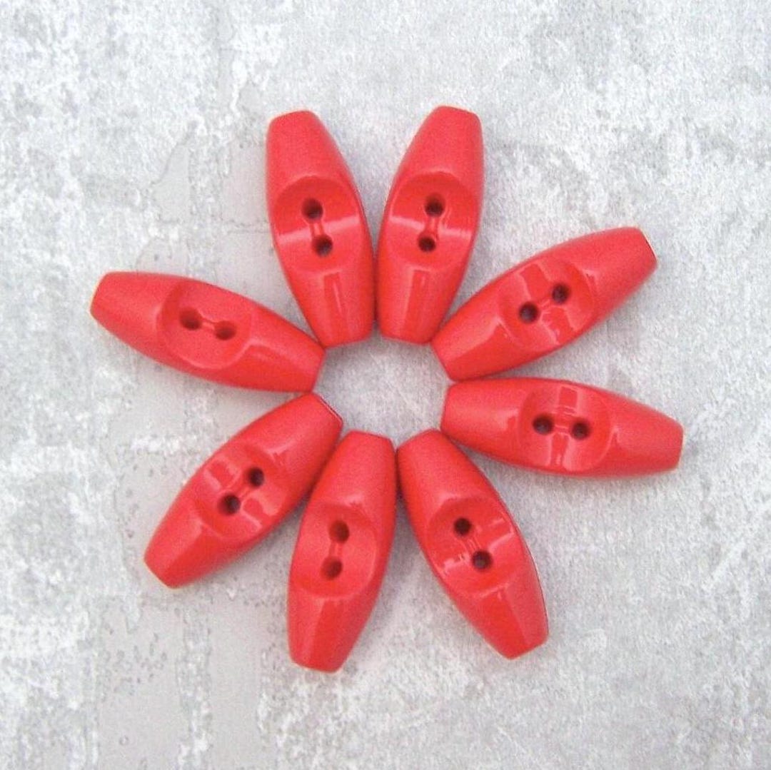 Bright Red Toggles, 30mm 1.18 Inch - Red Riding Hood Sew-through Toggle ...