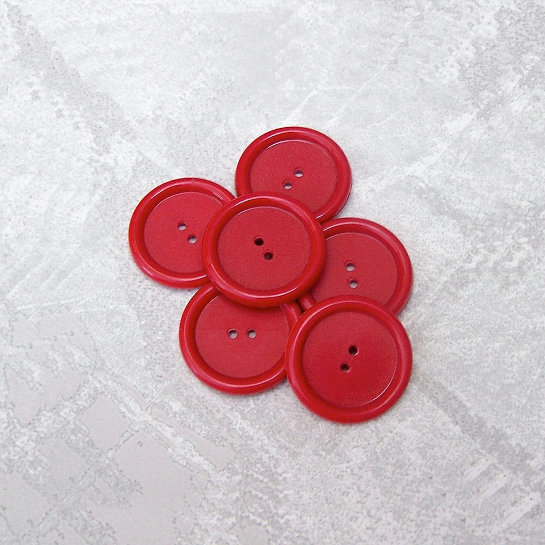 Tulip Red Buttons, 27mm 1.06 Rounded Glossy Rim Red Coat Buttons W ...