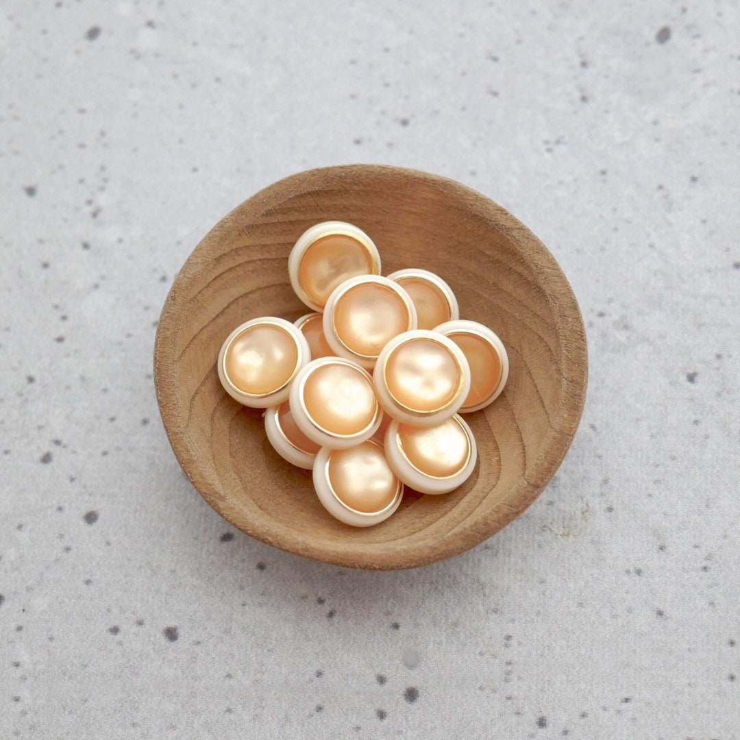Tiny Pearly Orange Buttons, 10mm .39 Inch 12 VTG NOS Little Luminescent ...