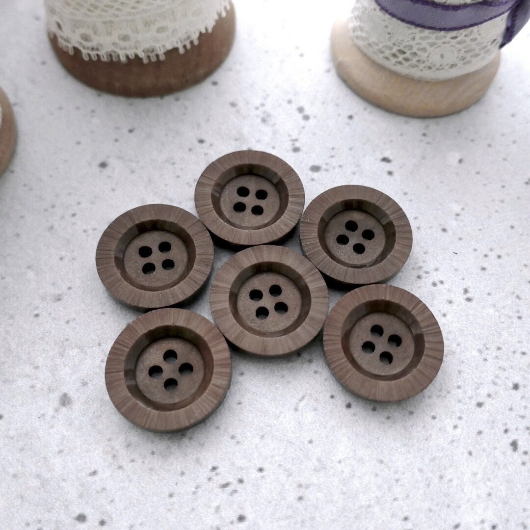 Coffee Brown Buttons, 19mm 3/4 Inch - Etched Raised Rim Mid-dark Brown ...