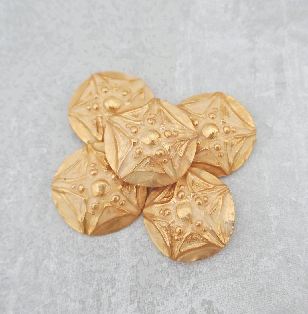 Sculpted Gold Starfish Buttons, 29mm 1.14 Inch Starfish Gold Metal ...