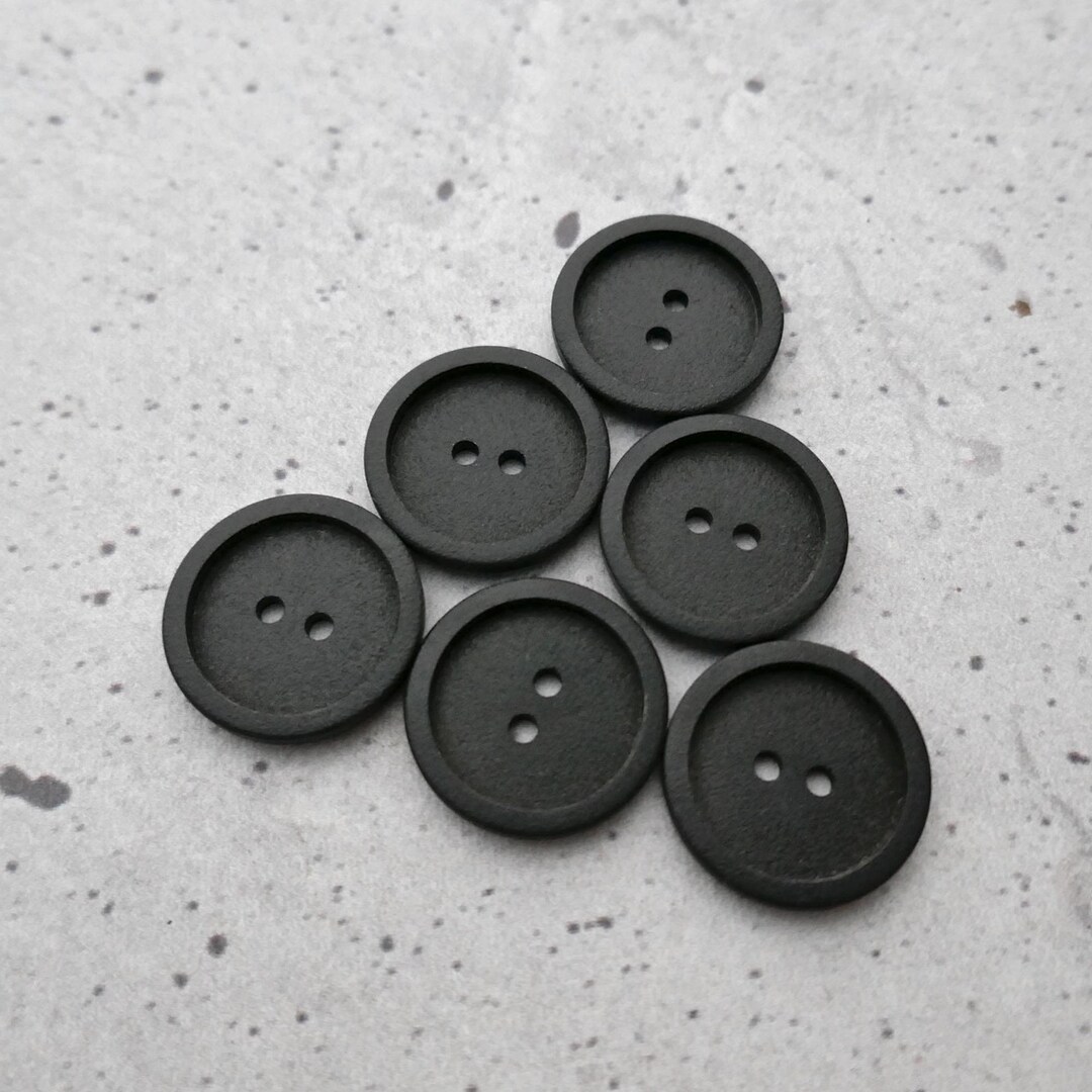 Ebony Black Buttons, 23mm .90 In. - Satin Matte Boxy Edged Phantom ...
