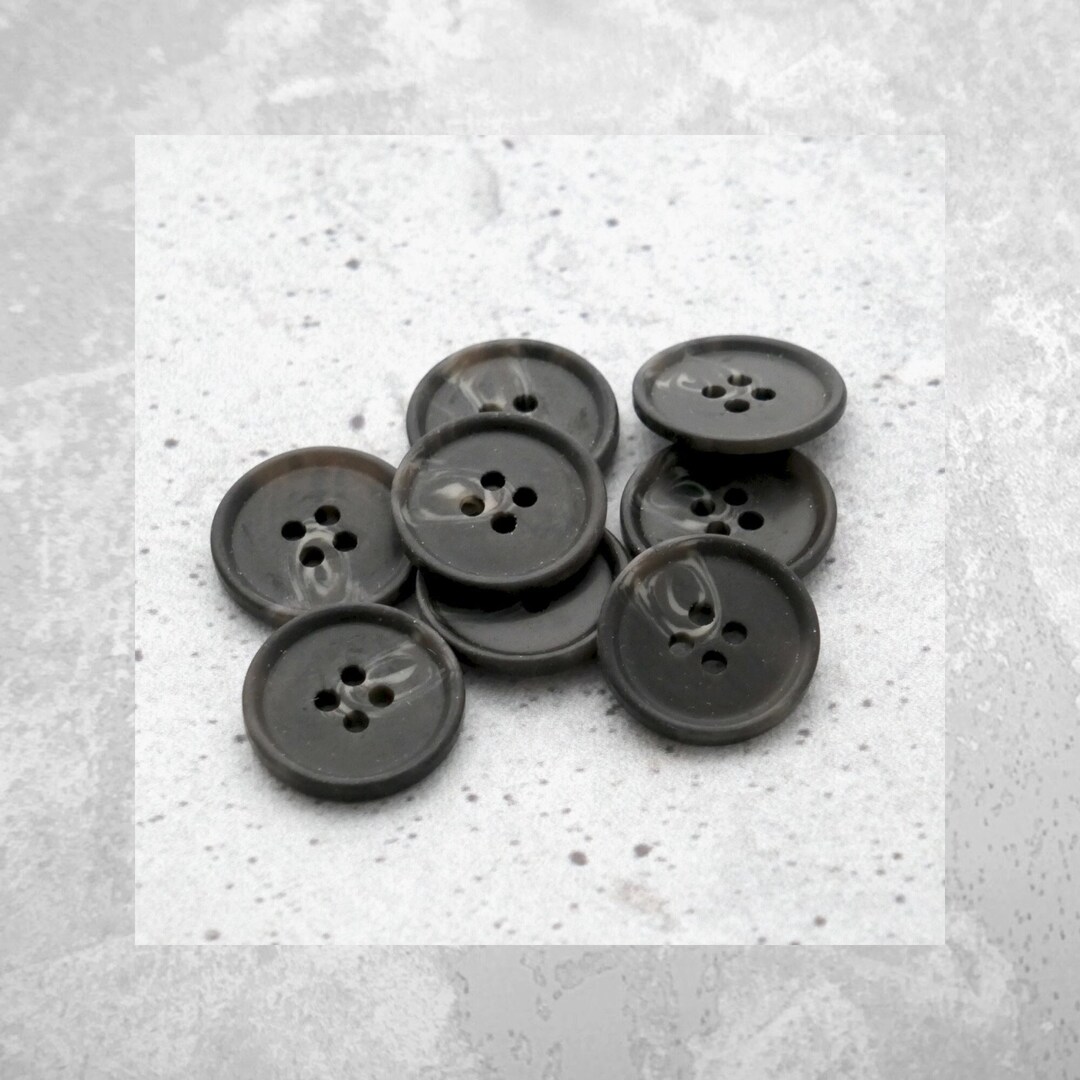 Jade Black Buttons, 20mm .78 Inch Black Buttons W/ Ghost White Marbled ...