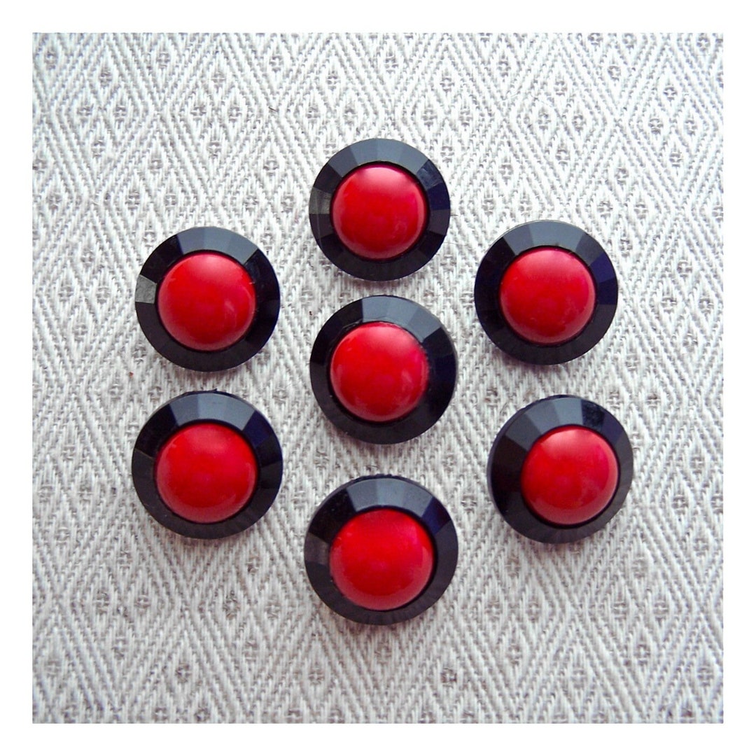Bold Deco Buttons, 19mm 3/4 Inch Glossy Faceted Black Rim Shank Buttons ...