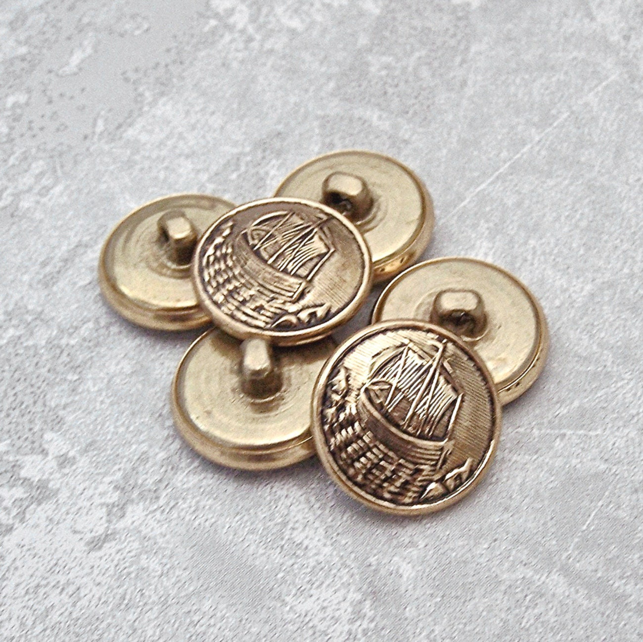 Nautical Boat Buttons 20mm .78 Inch Gold Metal Medieval - Etsy