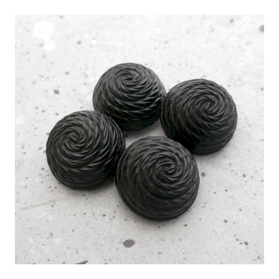 Chunky Spiral Buttons, 28mm 1-1/8 Inch Carved Black Rope Swirl Sewing ...