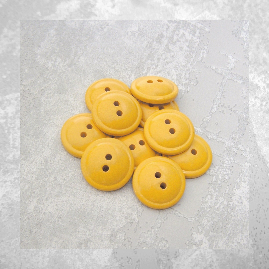 School Bus Yellow Buttons, 19mm 3/4 Inch - Glossy Mustard Yellow Sew ...